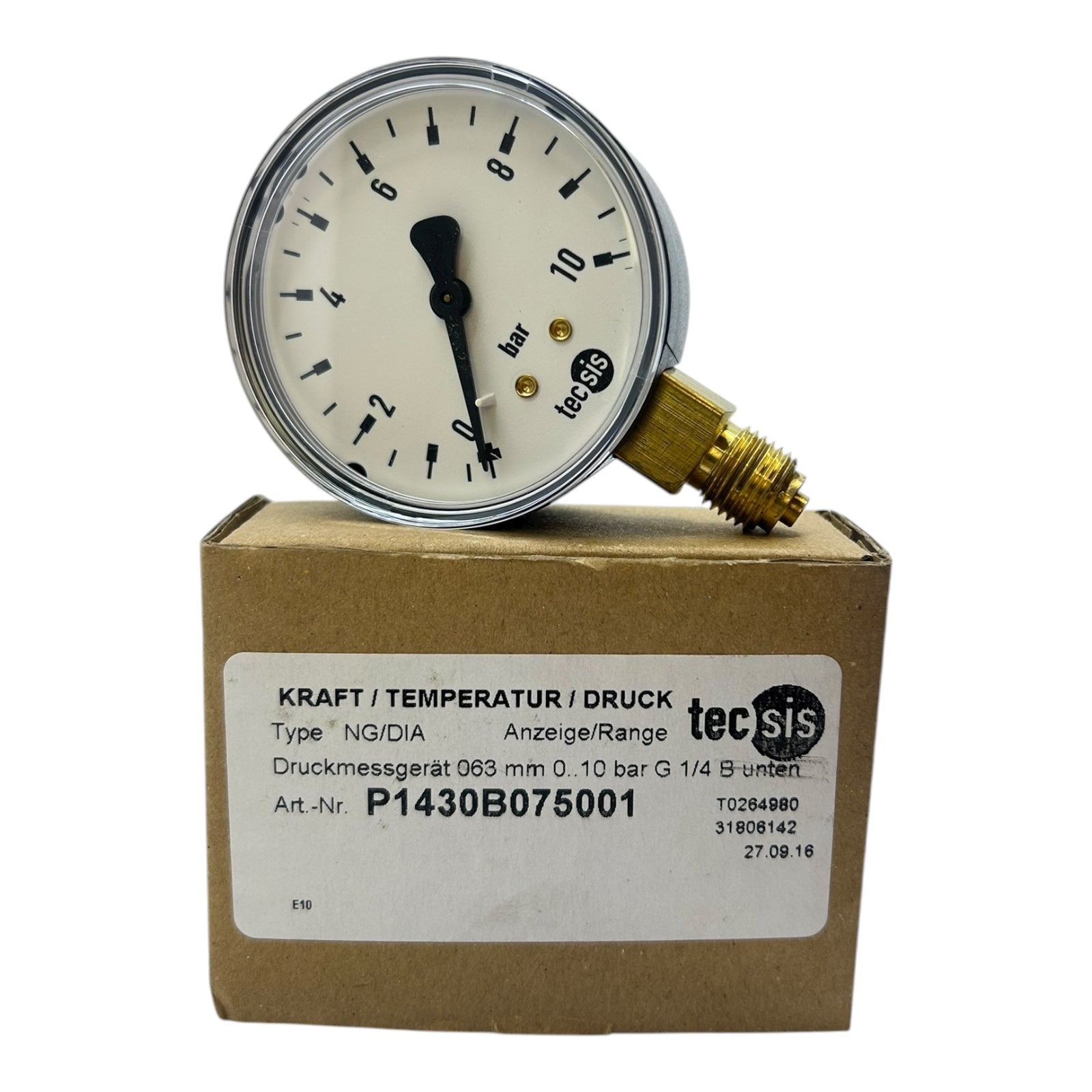 Tecsis Pressure Gauge 0-10bar G1/4 P1430B075001 Industrial Pressure Ga