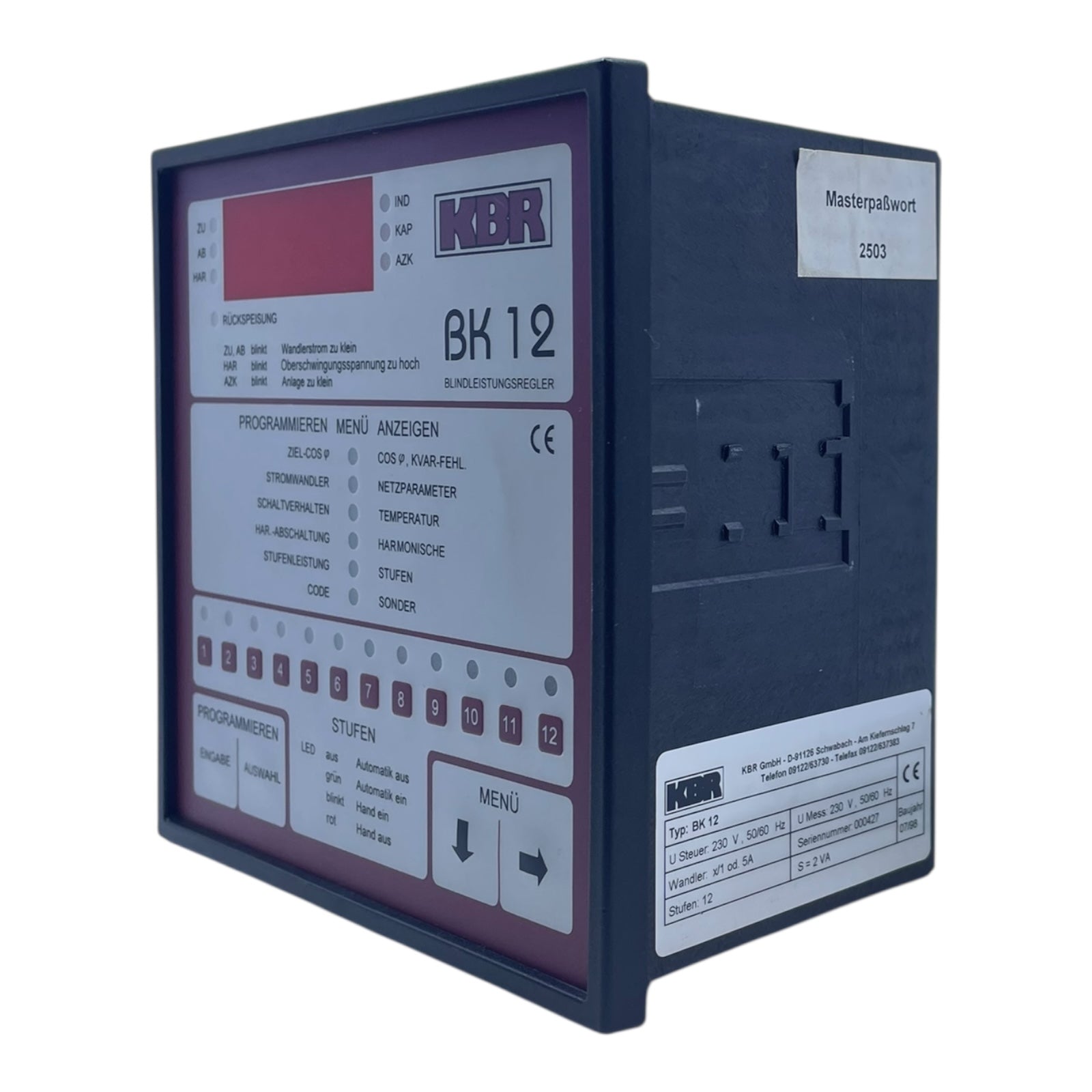 KBR Reactive Power Controller BK12 230V+50/60Hz Reactive Power Control
