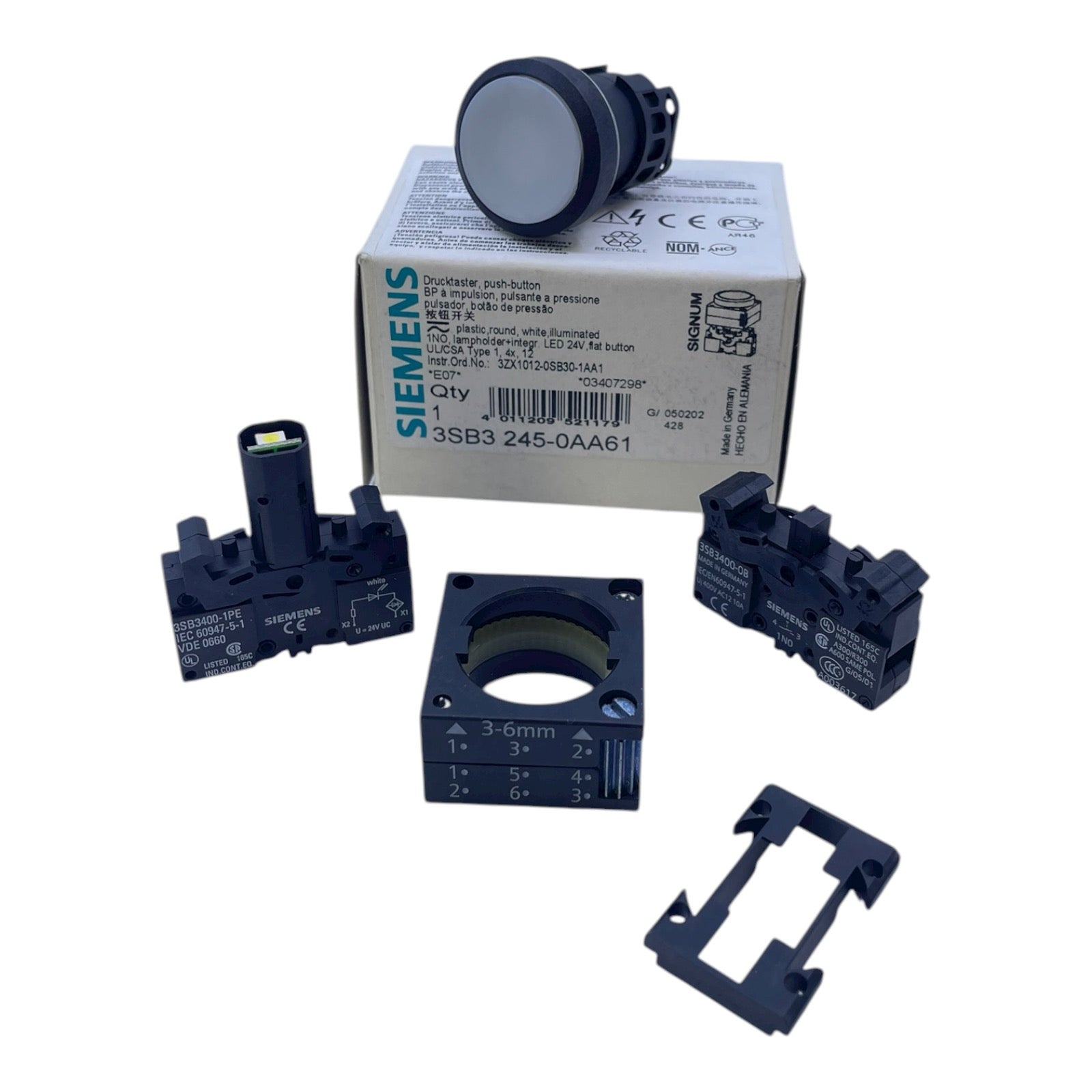 Siemens Leuchtmelder Weiss 3SB3245-0AA61 Leuchtmelder von Siemens für